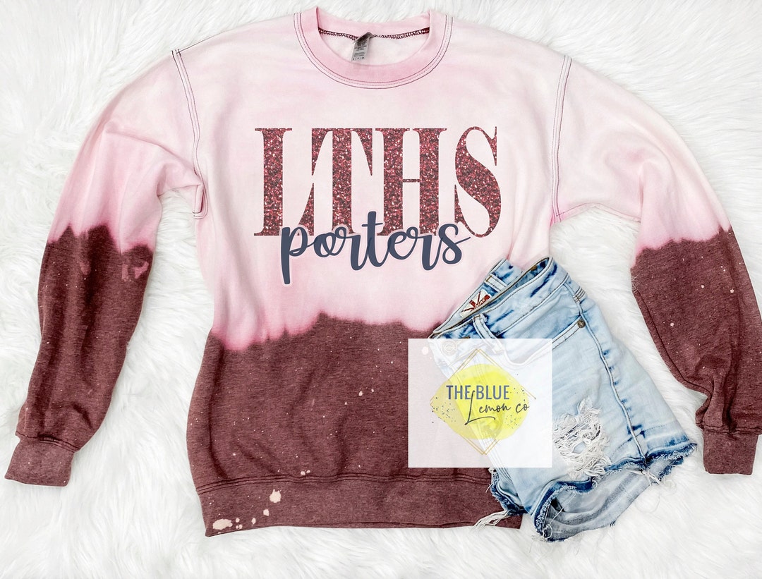 Lockport High School, LTHS, Porters, Hand Dipped, Bleached, Crewneck ...