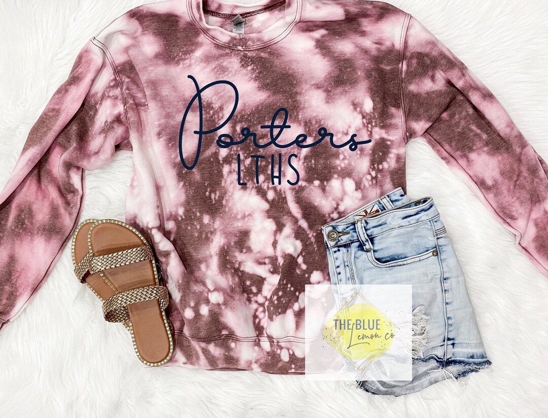 Lockport High School, LTHS, Porters, Tie Dye, Bleached, Crewneck ...