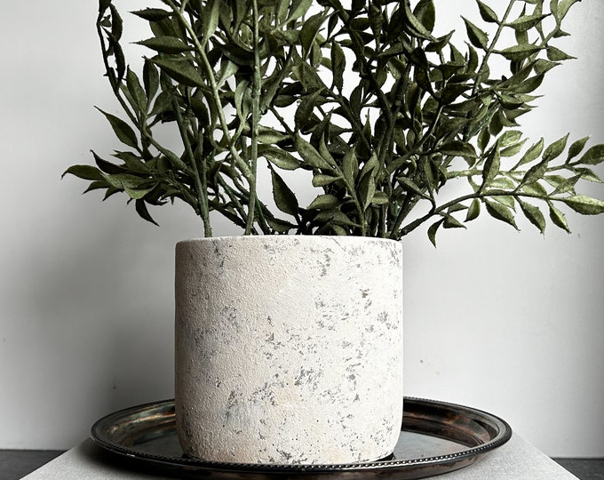 Aged Vessel, Stone Textured Vase, 9.5'' Tall, Rustic Artisan Vase, Hand ...