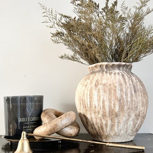 Aged Vessel, Stone Textured Vase, Earth Tone Vase, Rustic Artisanal ...