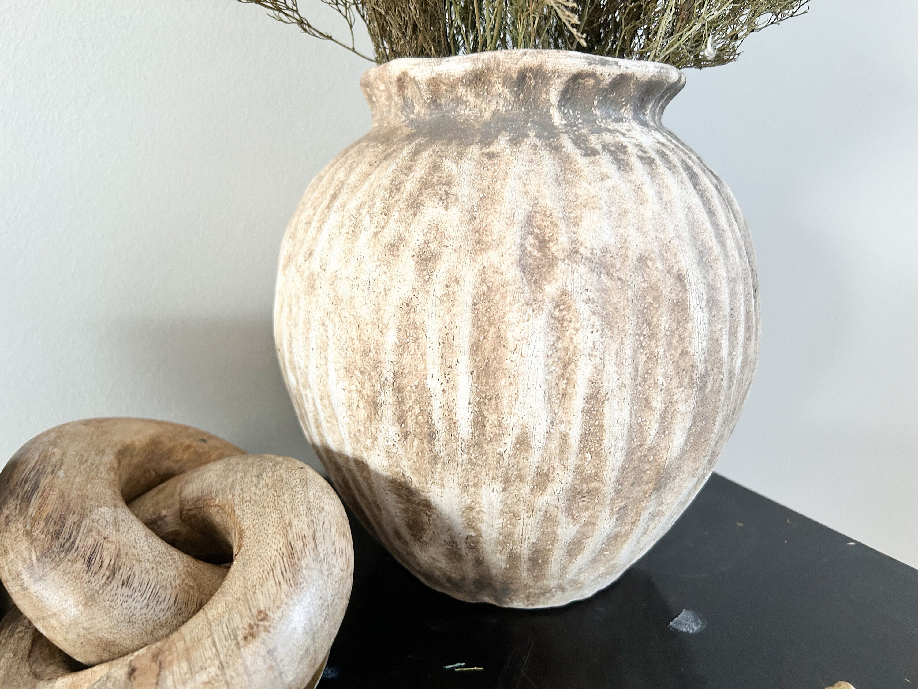 Aged Vessel, Stone Textured Vase, Earth Tone Vase, Rustic Artisanal ...