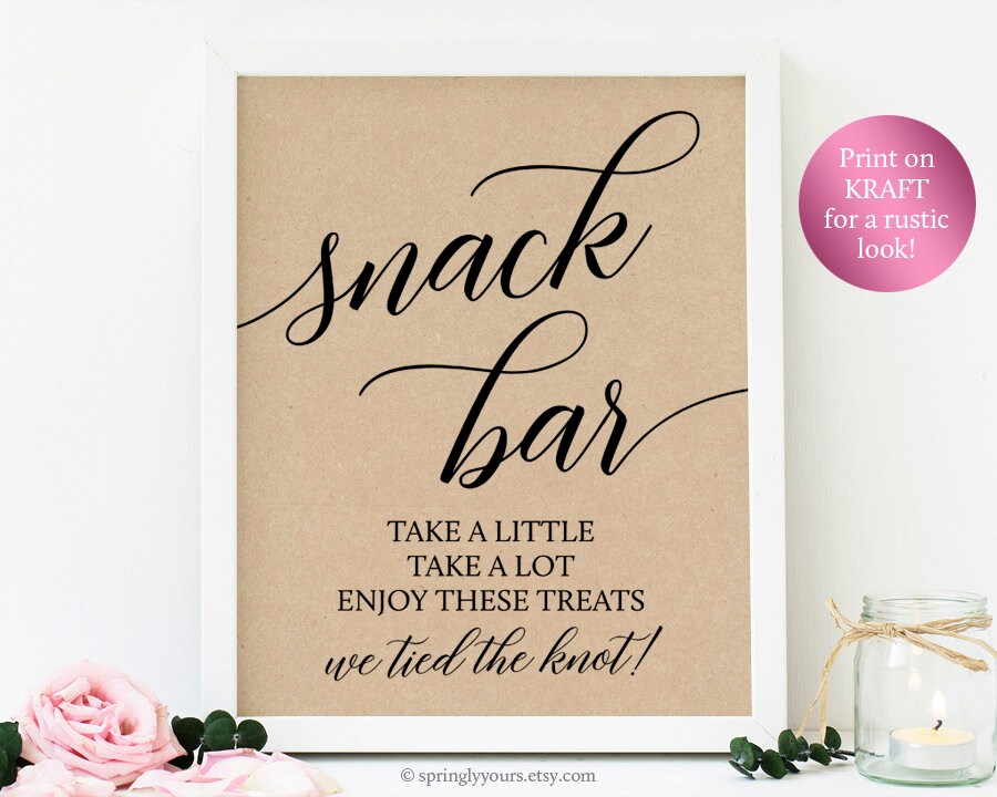 Wedding Snack Bar Sign Wedding Snack Signs Snack Table Sign | Etsy