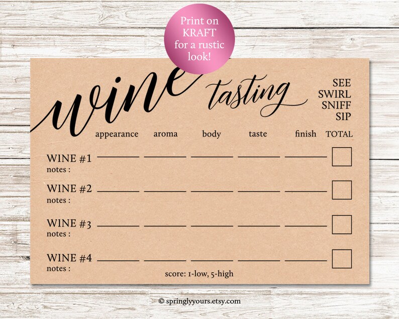 Wine Tasting Sign Wine Tasting Cards Printable Wine Theme | Etsy