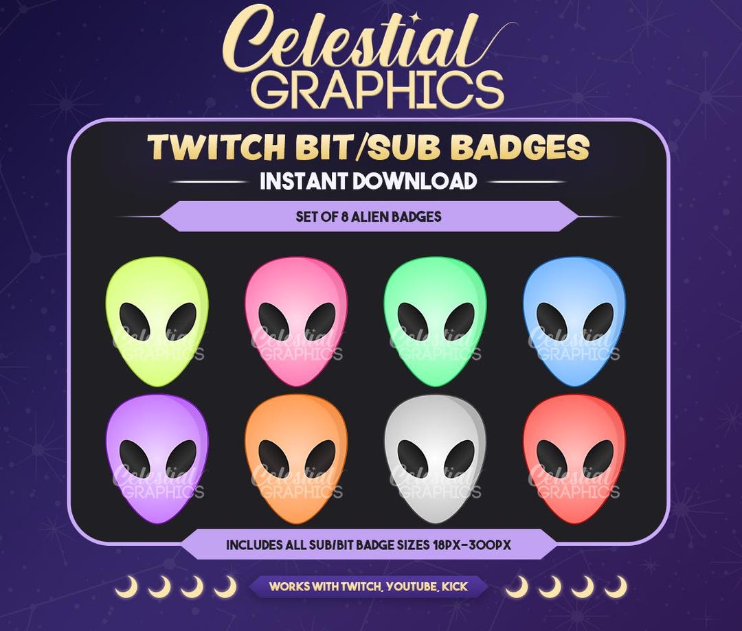 Alien Twitch Sub Badges: Sci-fi UFO Stream Badges (digital Download) - Etsy
