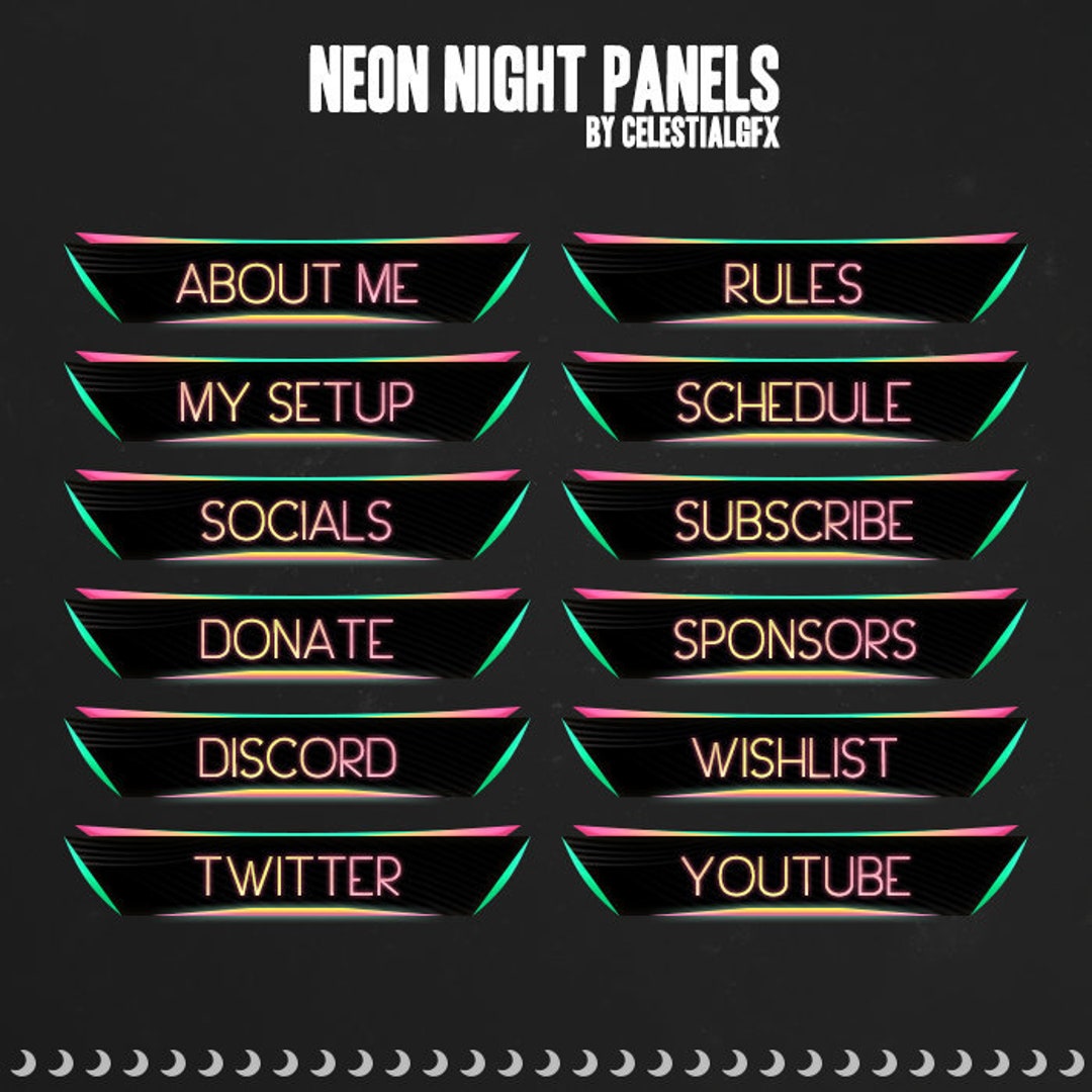 Neon Nights Twitch & Kick Panels || Twitch Package/bundle - Etsy