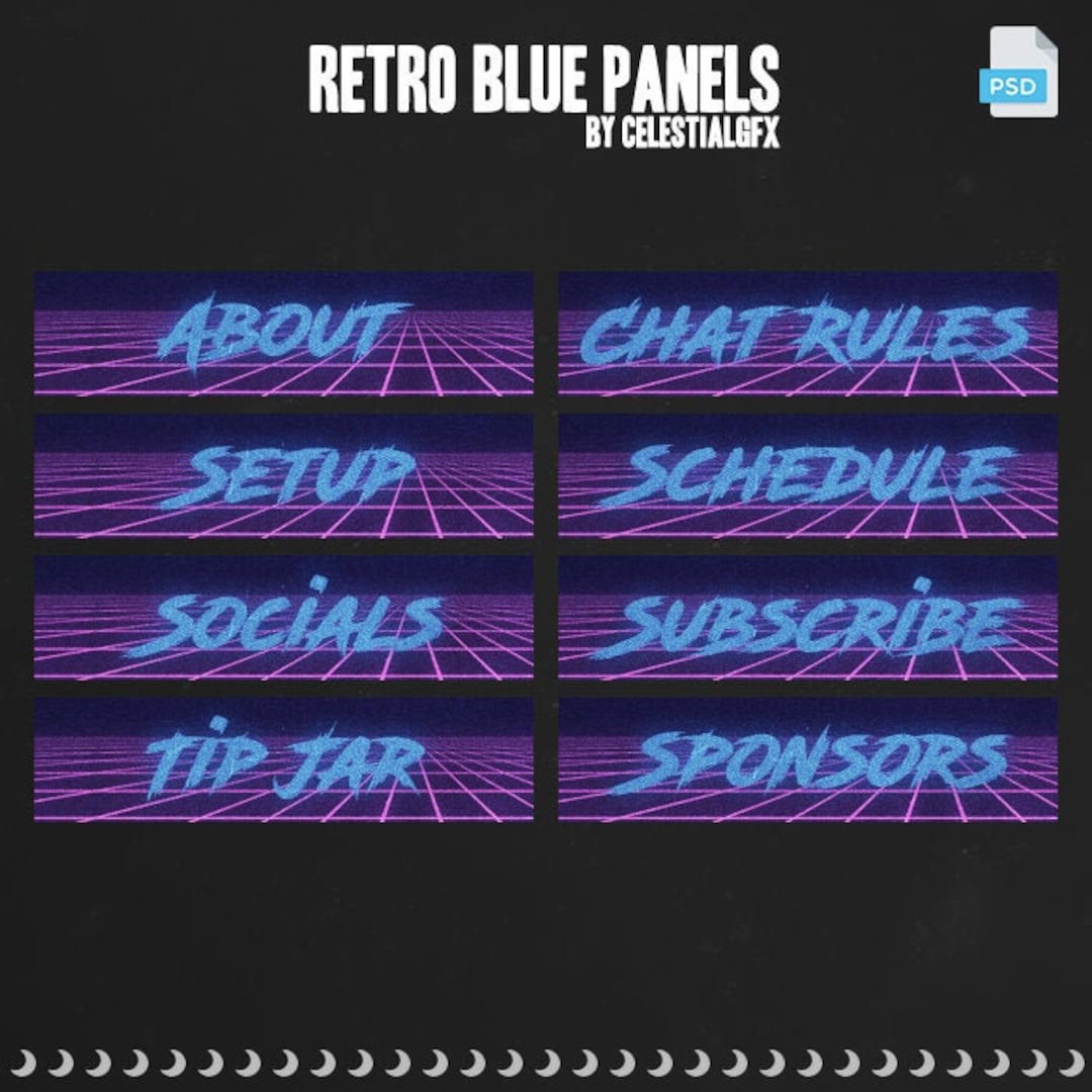 Retro Blue Twitch & Kick Panels || Twitch Package/bundle - Etsy