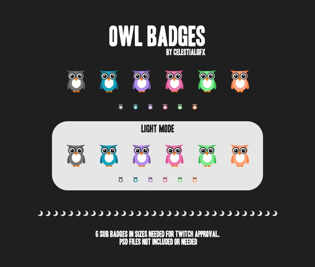 Owl Subscriber Badges Twitch, Kick, Youtube, Discord Loyalty Badges ...