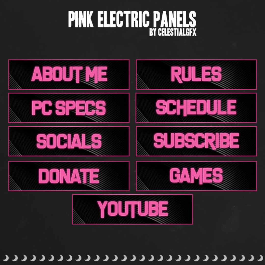 Pink Electric Twitch & Kick Panels || Twitch Package/bundle - Etsy