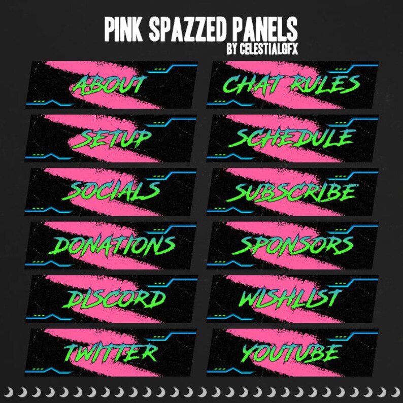 Pink Spazzed Twitch & Kick Panels || Twitch Package/bundle - Etsy