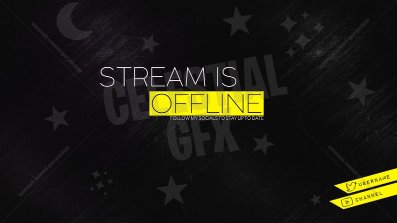Black & Yellow Offline Screen: Twitch Stream Overlay (PSD File) - Etsy