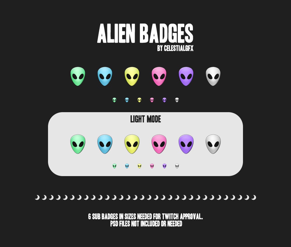 Digital Art & Collectibles Alien twitch Sub Badges and Twitch Emotes ...