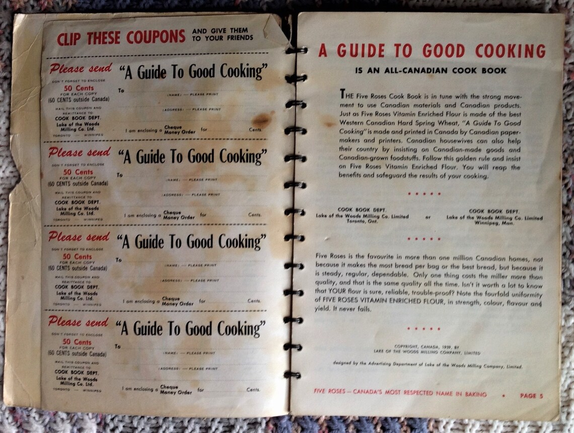 A Guide to Good Cooking With Five Roses Flour Vintage Cookbook Very ...
