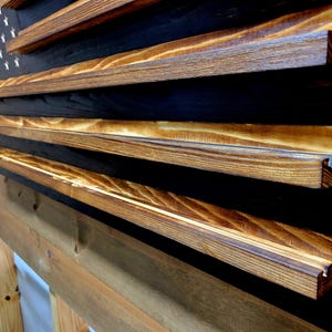 Charred Natural Finish Wooden American Flag Challenge Coin Display ...