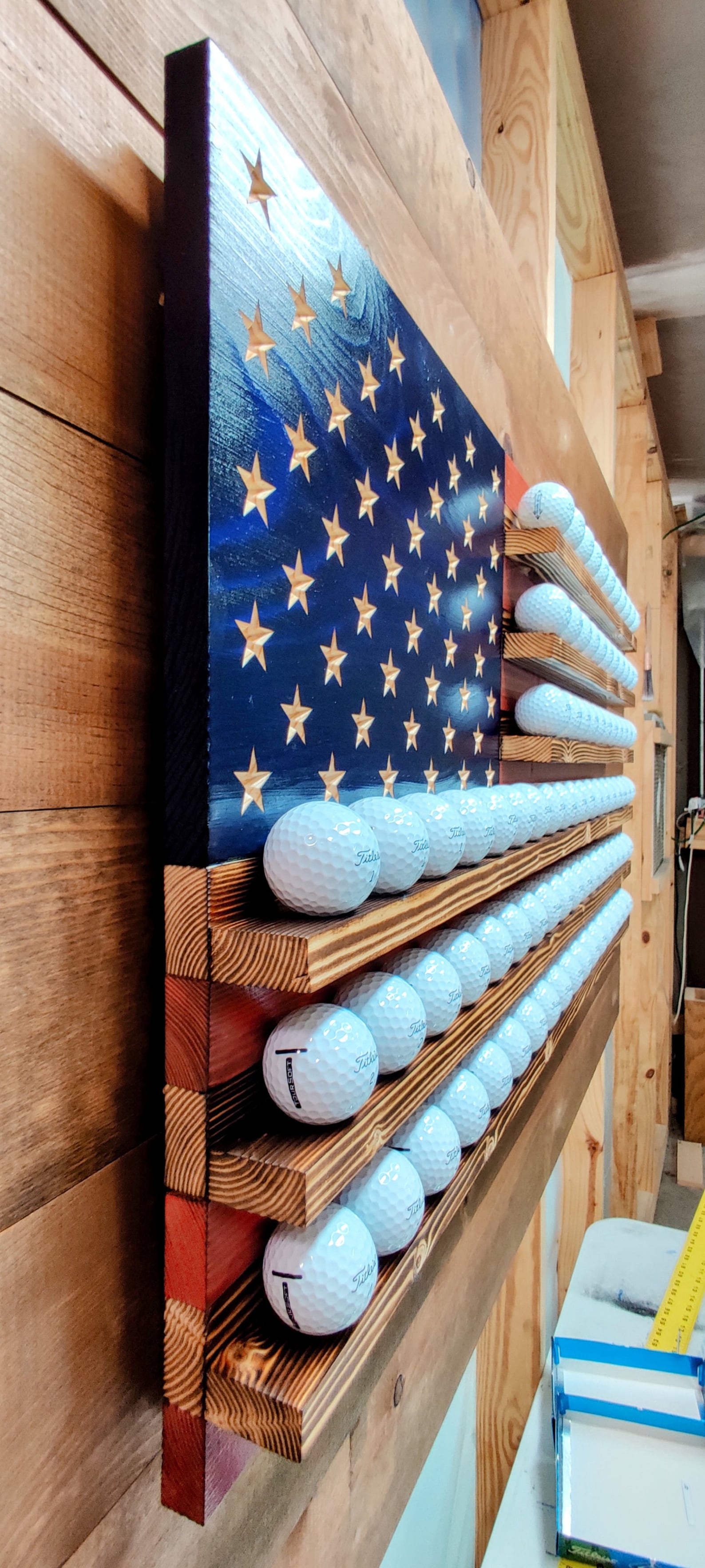 American Golf Ball Wooden Flag Display - Etsy