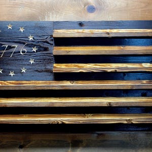 Charred Natural Finish Betsy Ross 1776 Wooden American Flag Challenge ...