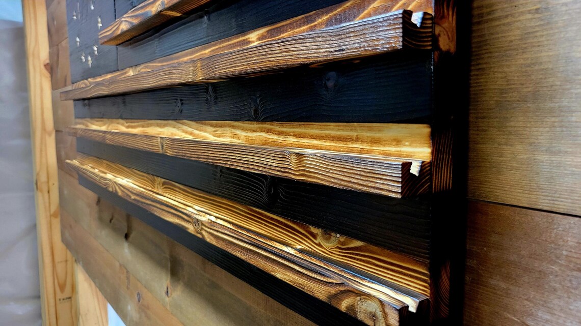 Charred Natural Finish Betsy Ross 1776 Wooden American Flag Challenge ...