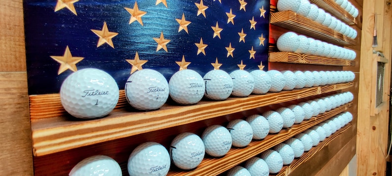 American Golf Ball Wooden Flag Display | Etsy