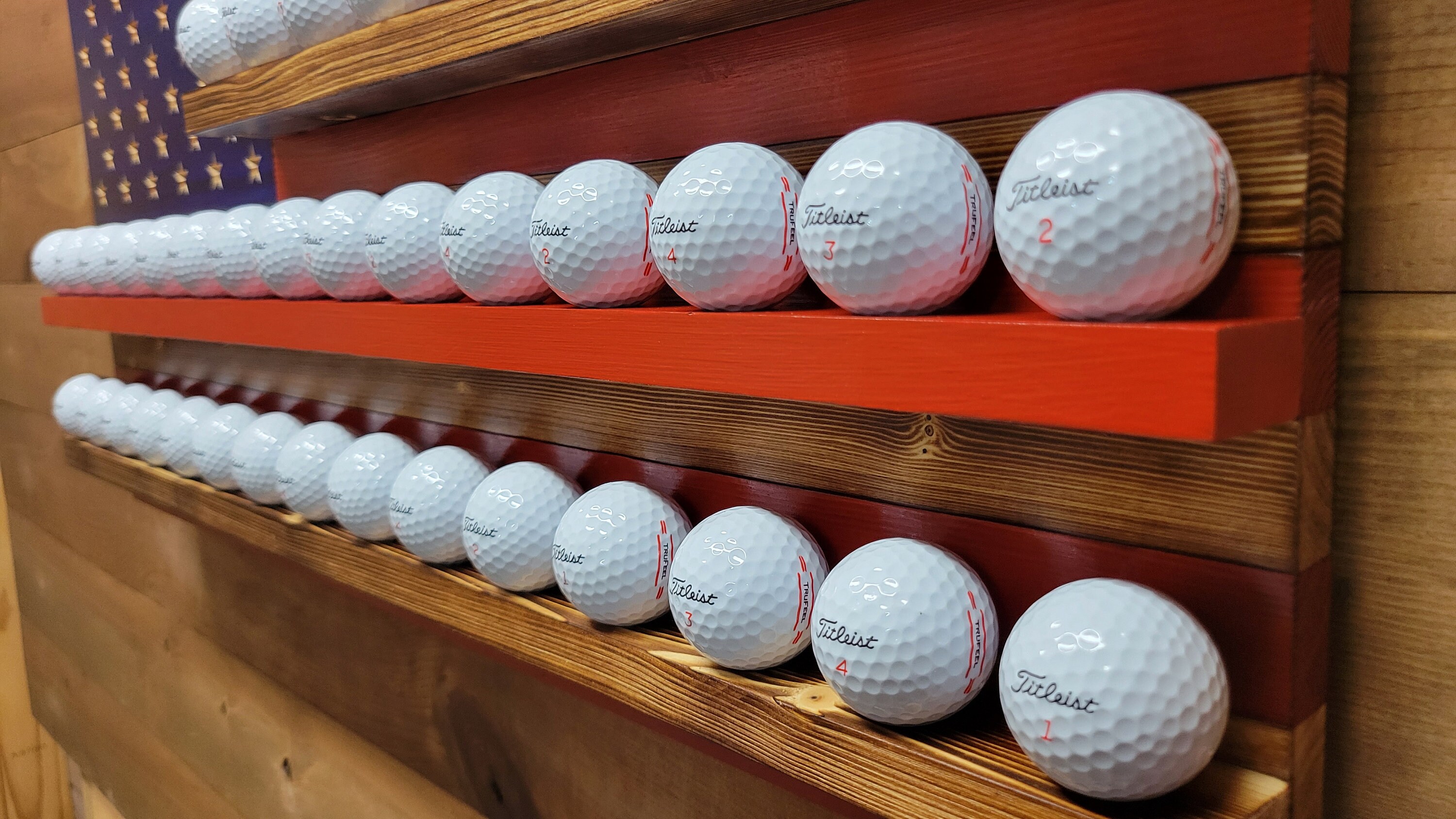 Small American Golf Ball Wooden Flag Display, Holds 48 Balls - Etsy