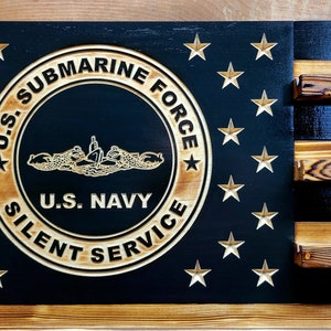 U.S. Navy Silent Service Submarine Force Wooden American Flag Challenge ...
