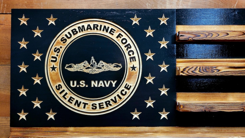 U.S. Navy Silent Service Submarine Force Wooden American Flag Challenge ...