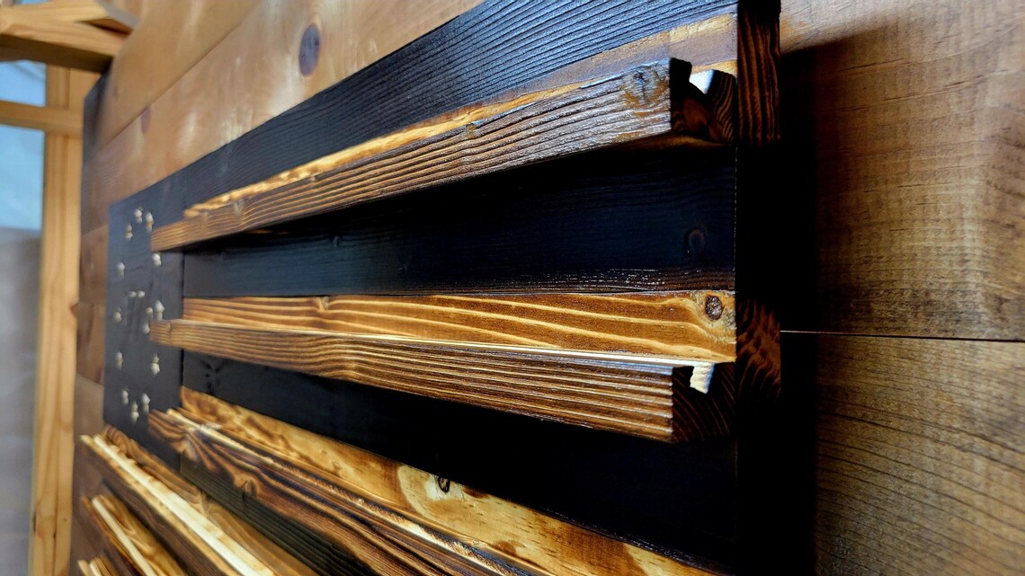 Charred Natural Finish Betsy Ross 1776 Wooden American Flag Challenge ...