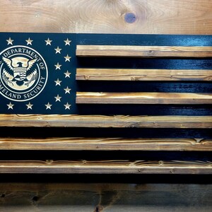 Department of Homeland Security DHS Wooden American Flag Challenge Coin ...