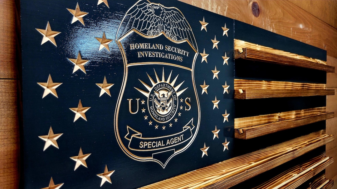 Homeland Security HSI Special Agent Wooden American Flag Challenge Coin ...