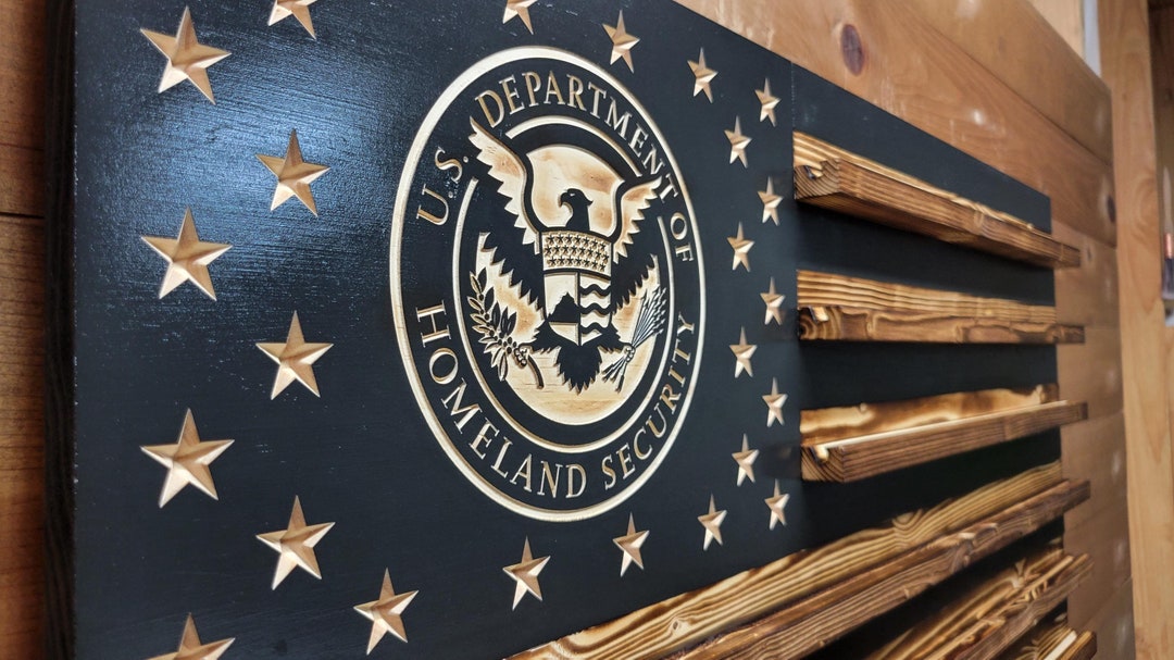 Department of Homeland Security DHS Wooden American Flag Challenge Coin ...