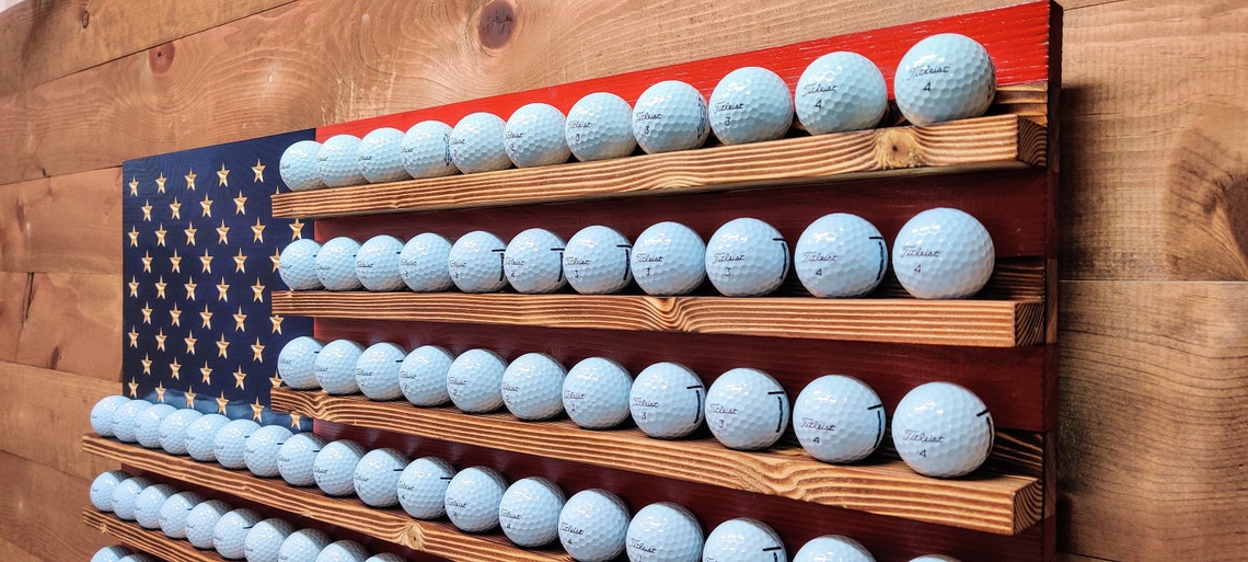 American Golf Ball Wooden Flag Display | Etsy