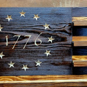 Charred Natural Finish Betsy Ross 1776 Wooden American Flag Challenge ...
