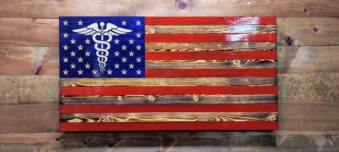 Rustic Carved Medical Caduceus Wooden Flag - Doctors, Nurses ...