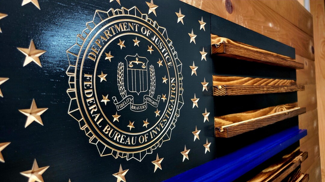 FBI Seal Thin Blue Line Challenge Coin Display Flag, Holds 90-100 Coins ...