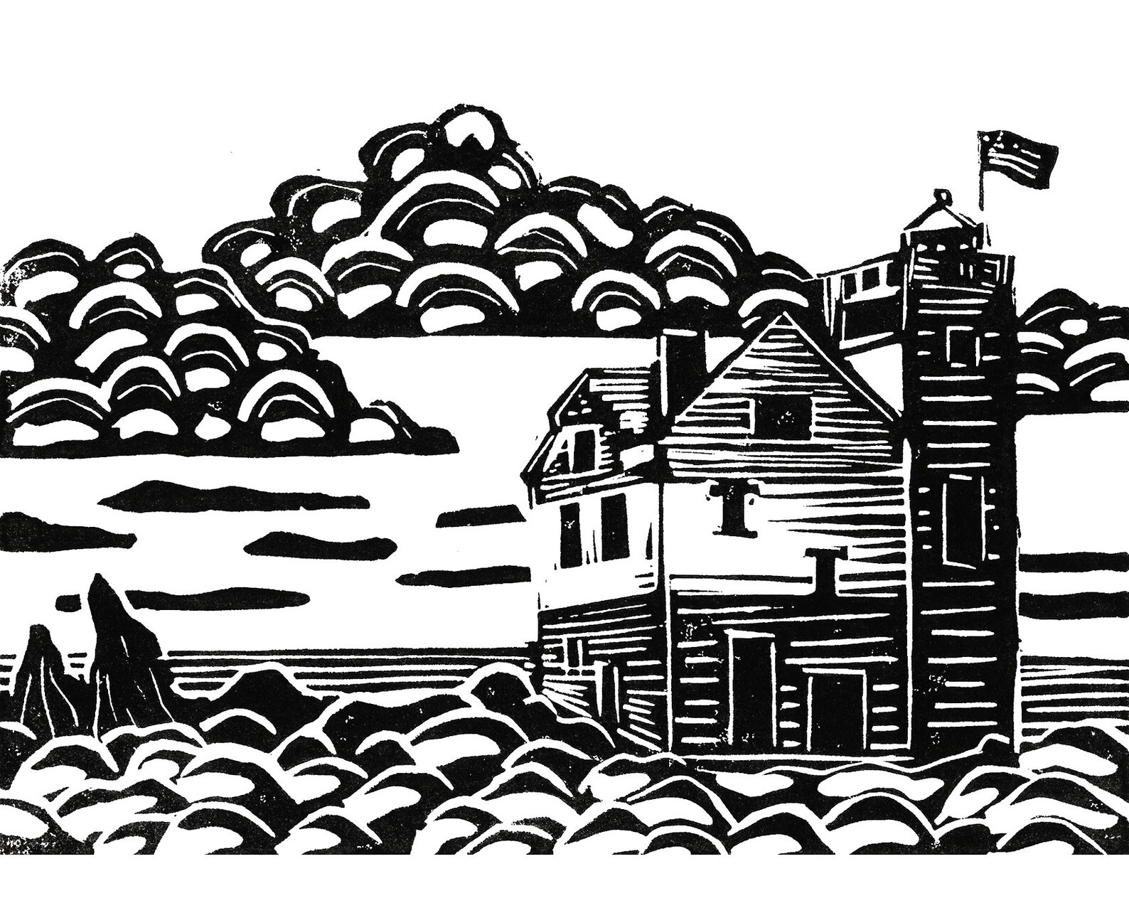 Round Island Lighthouse Blank Greeting Card - Etsy