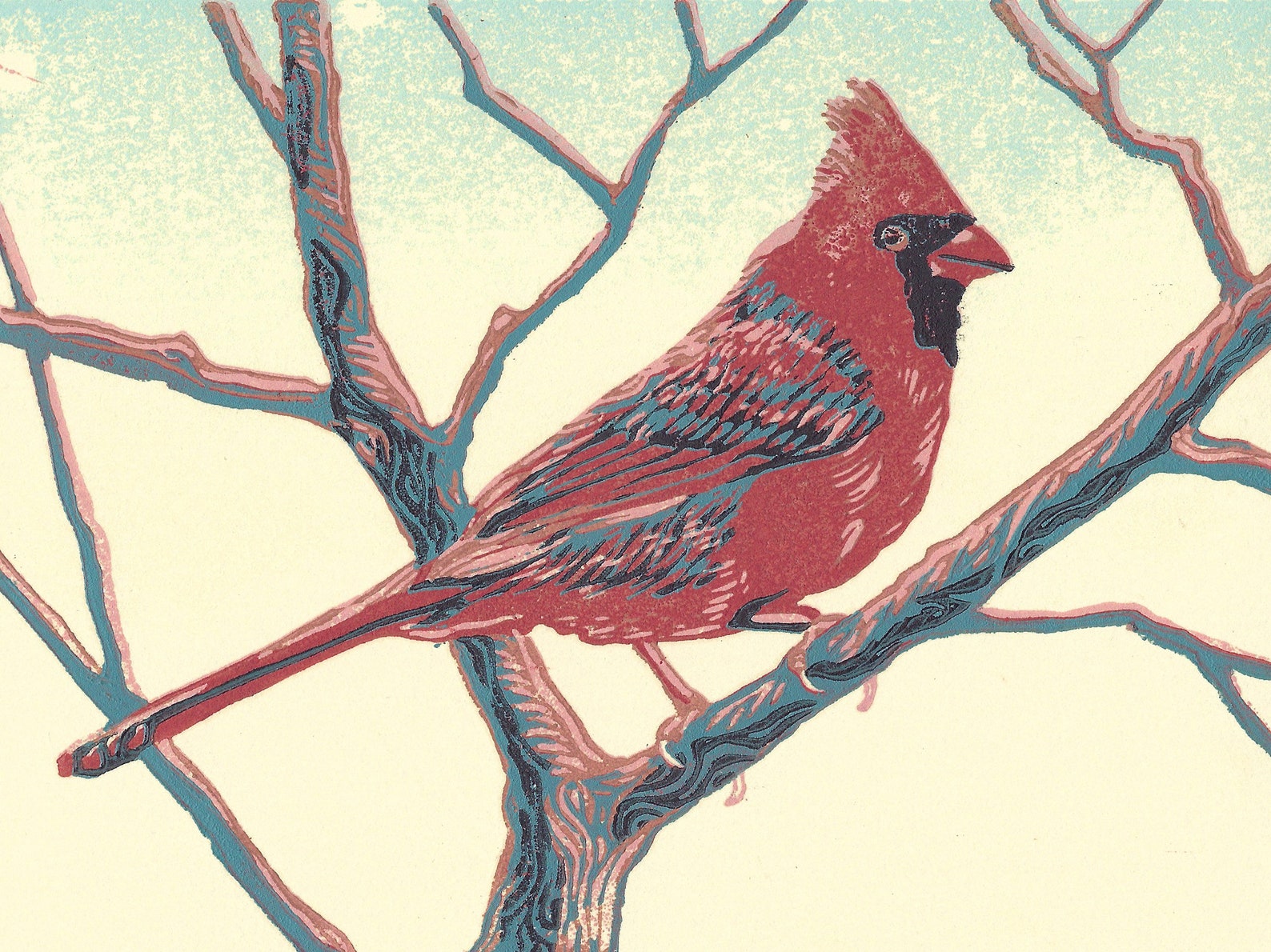 Cardinal Original Block Print - Etsy