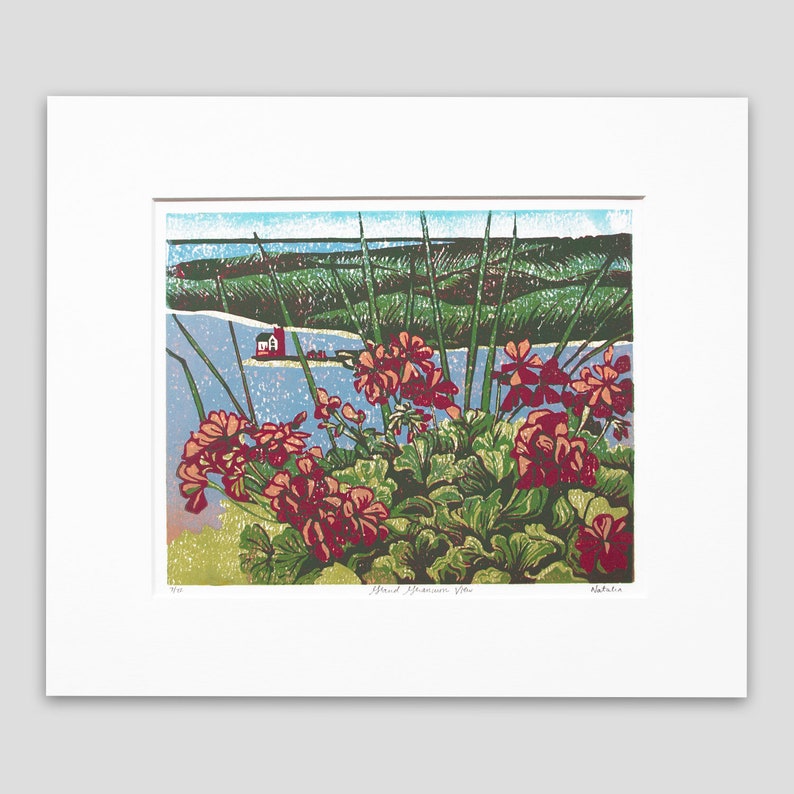 Grand Geranium View Original Block Print - Etsy