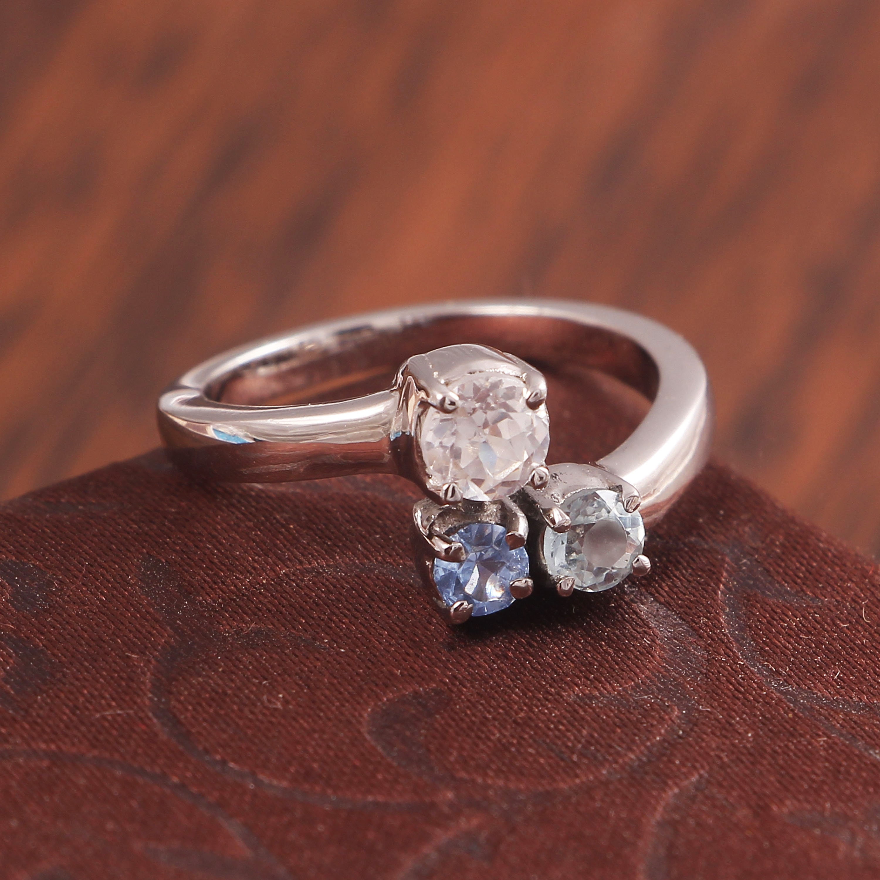 925 Solid Sterling Silver Multi Gemstone Ring Rhodium Polished | Etsy