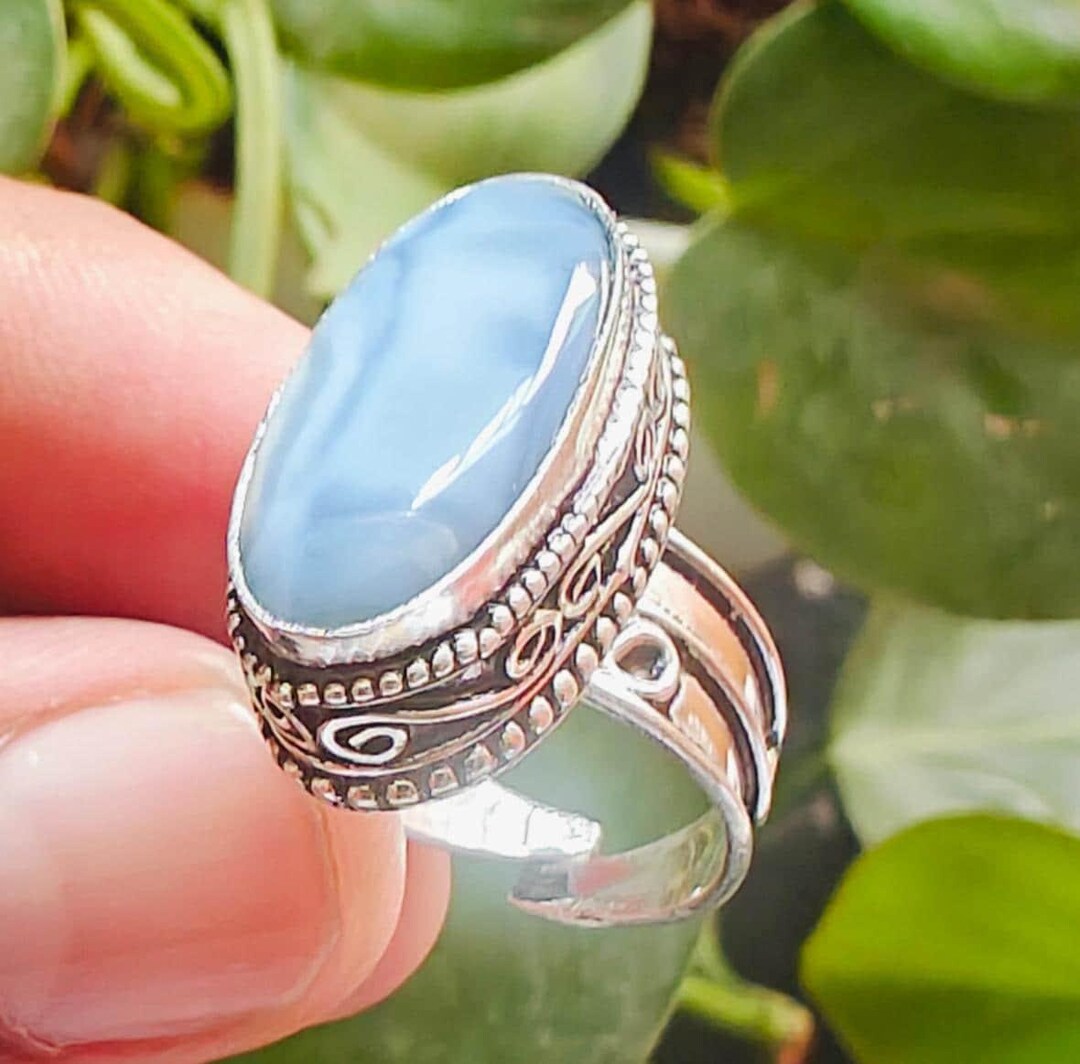 Natural Blue Opal Ring Vintage Ring Gemstone Jewelry - Etsy