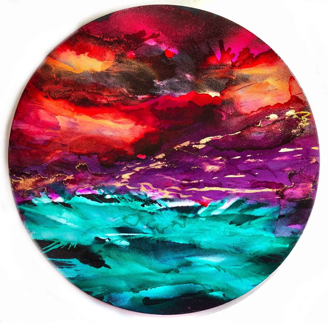 Title: Sunset Dream, Original Alcohol Ink Painting, Fluid Art, Sunset ...