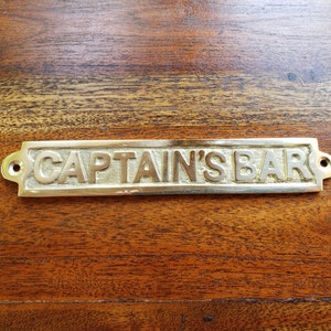 Captain's Bar Solid Brass Sign Plaque - Etsy