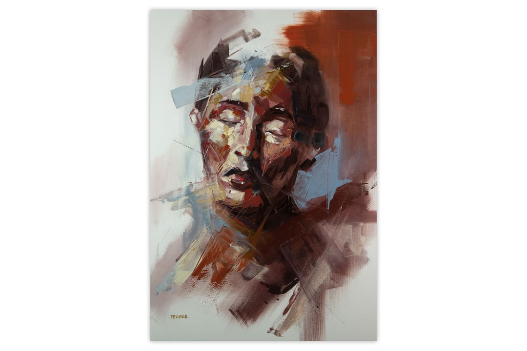 Abstract Style Portrait. A Dynamic Figure Painted With Oil Paints. 70cm ...