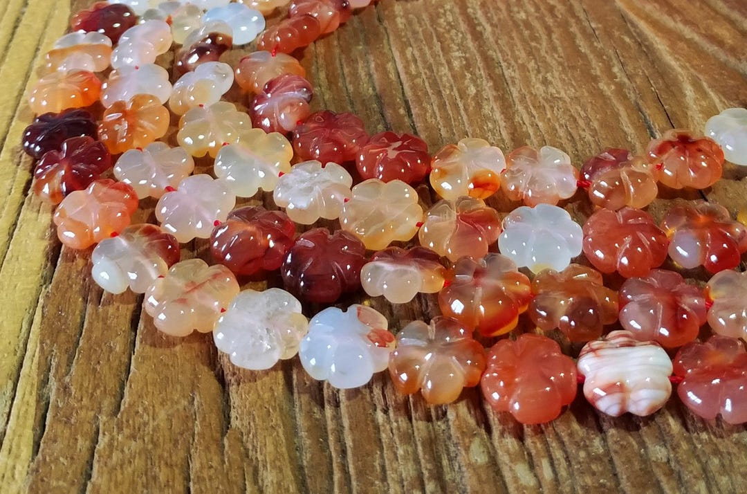 Carnelian (multi-colored) Flowers / Blossoms Approx. 14 Mm Gemstone ...