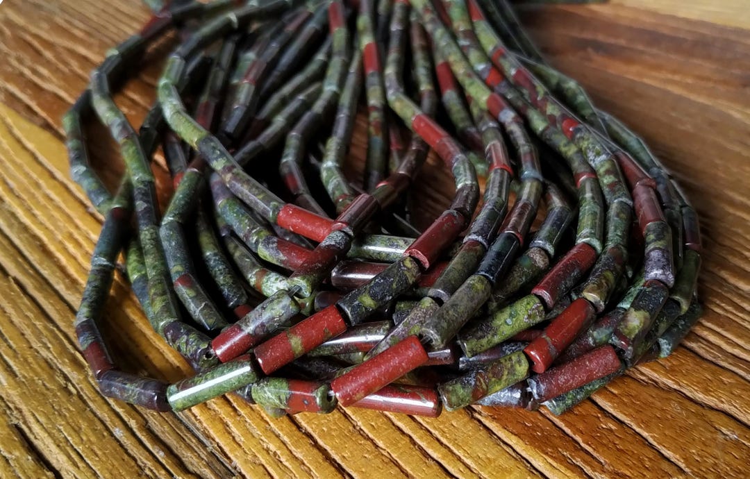 Heliotrope Dragon Blood Jasper Tube 13 X 4 Mm Gemstone Beads Jasper ...