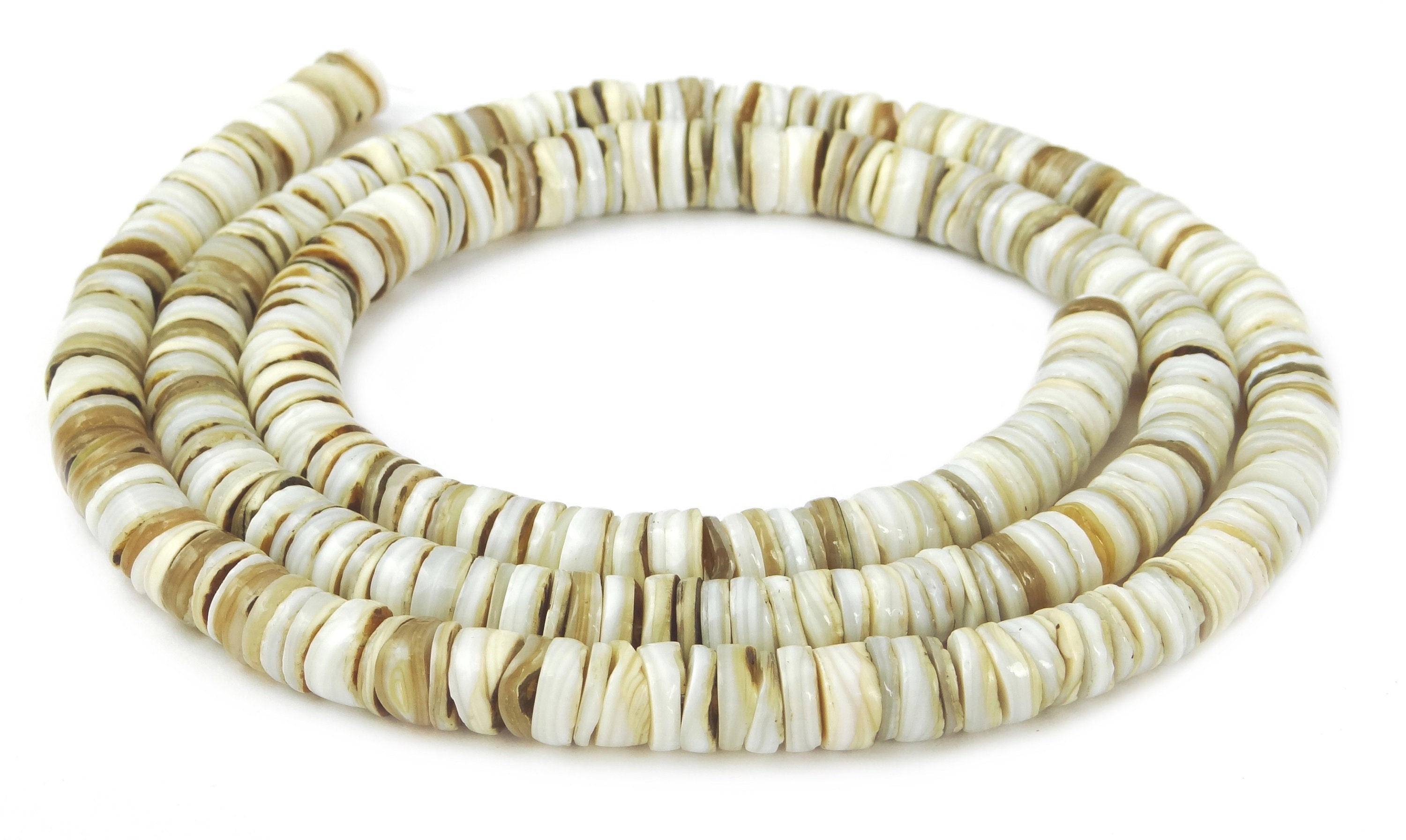 Freshwater Pearl Mussel Heishi Beads Thin Discs in 5 & 8 Mm Shell Beads ...
