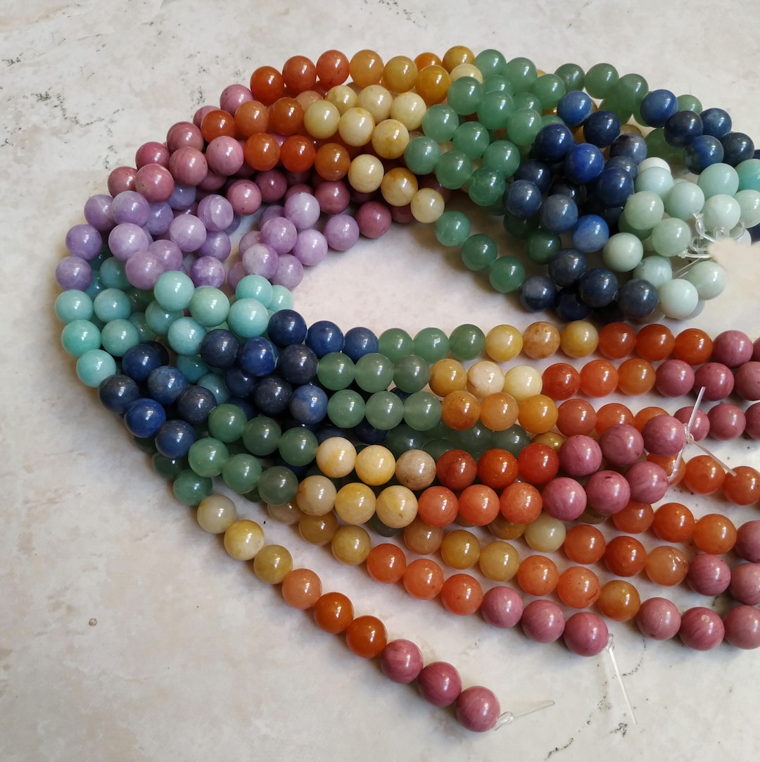 Natural Gemstones - Rainbow Mix ~ NATURAL COLORS ~ Colorful Beads in 6 ...