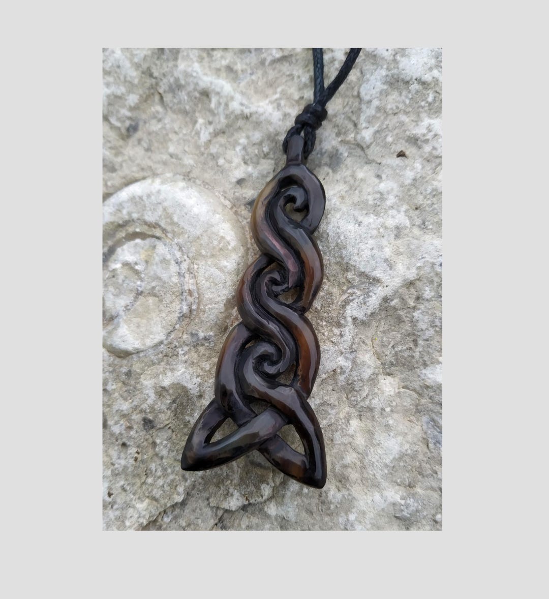 Triquetra Trinity Knot Amulet ~ Large Celtic Pendant Made of Water ...
