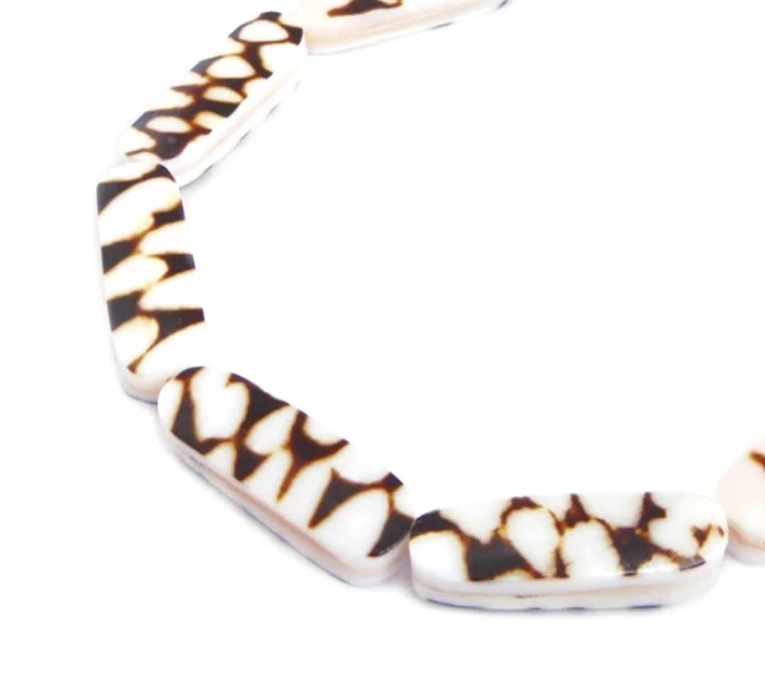 Marble Cone Snail Beads Long Squares / Cushions Approx. 28 X 9 Mm Shell ...
