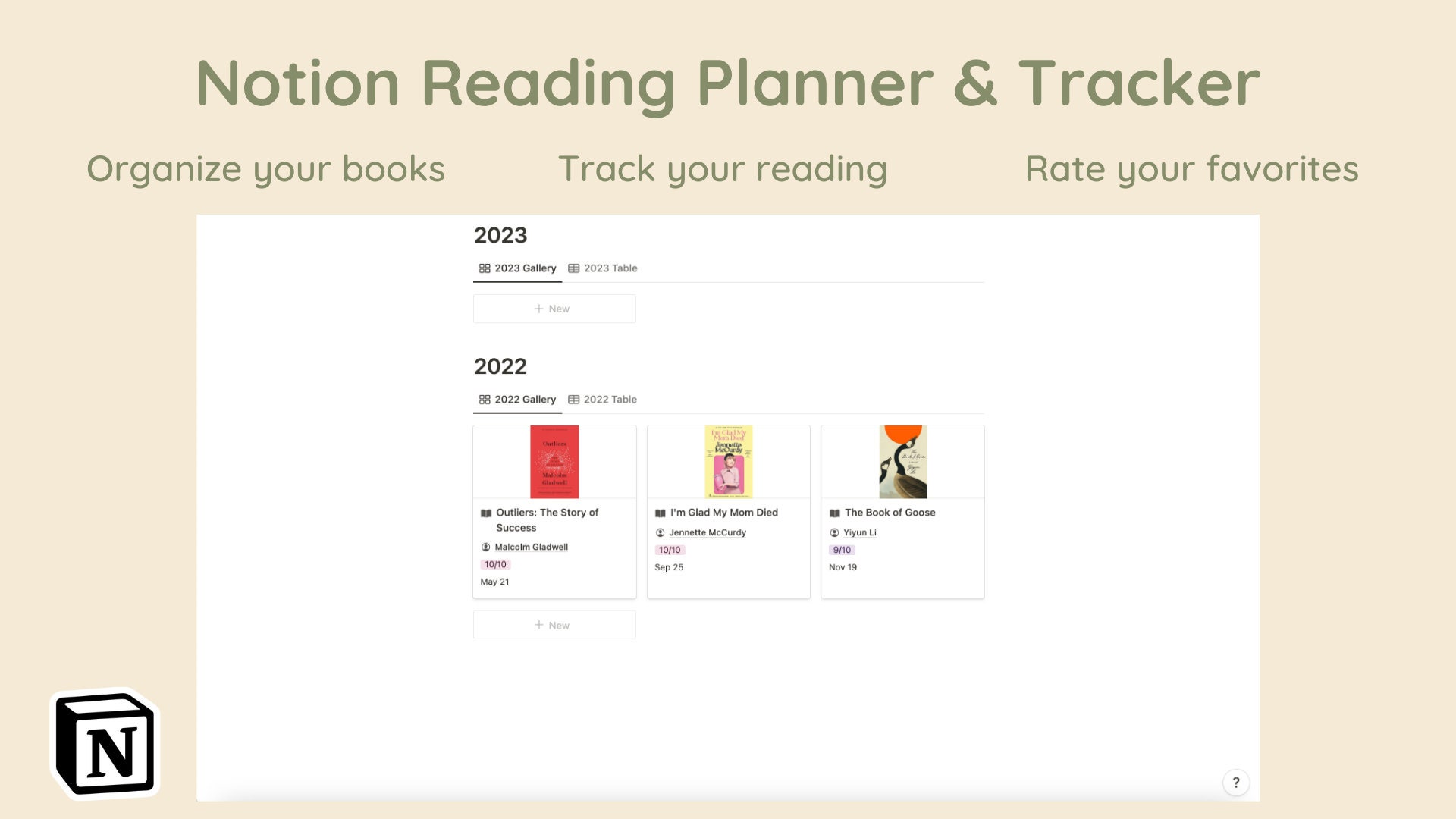 Notion Reading Planner & Tracker Personal Library - Etsy