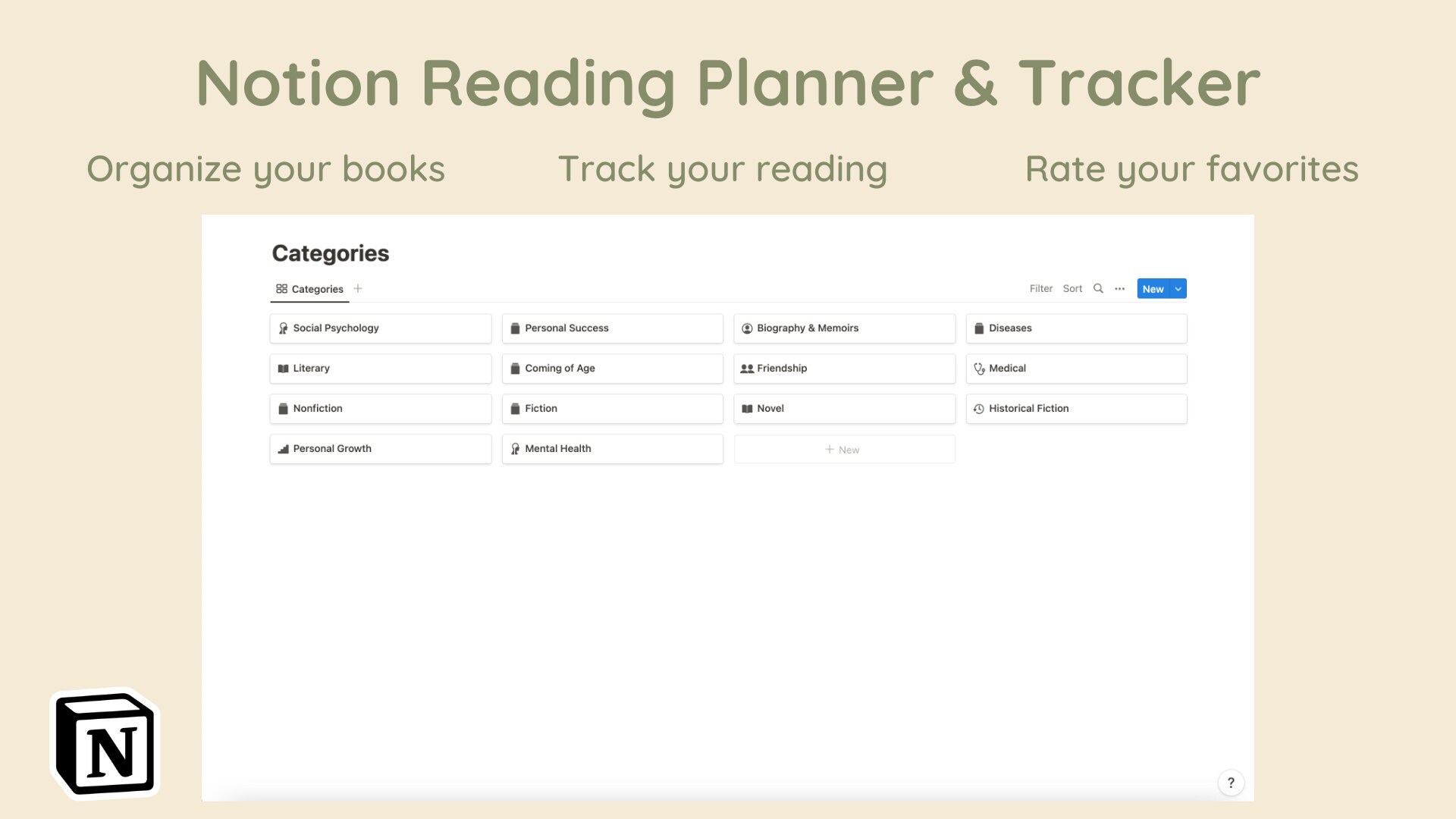 Notion Reading Planner & Tracker Personal Library - Etsy