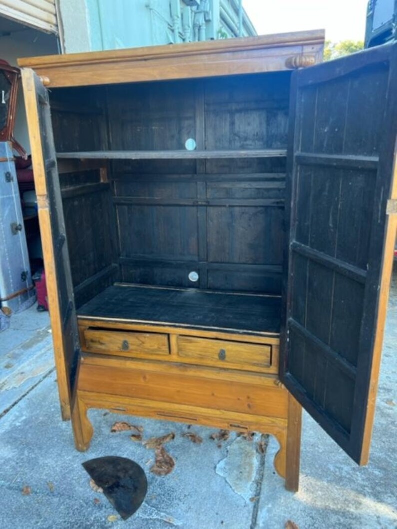 Vintage Chinese Armoire With 2 Drawers - Etsy