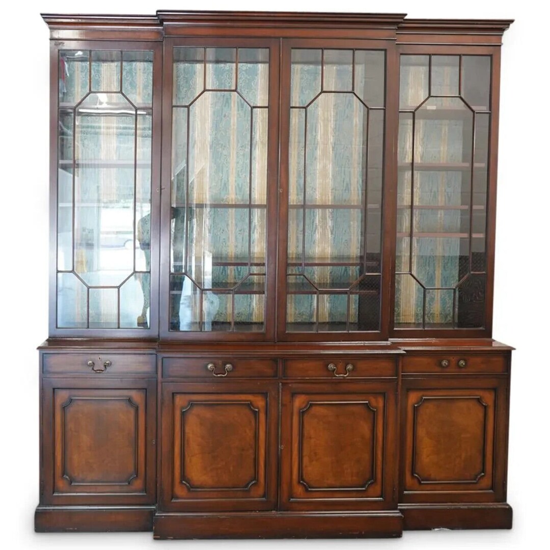 Antique English Mahogany English Breakfront Bookcase - Etsy